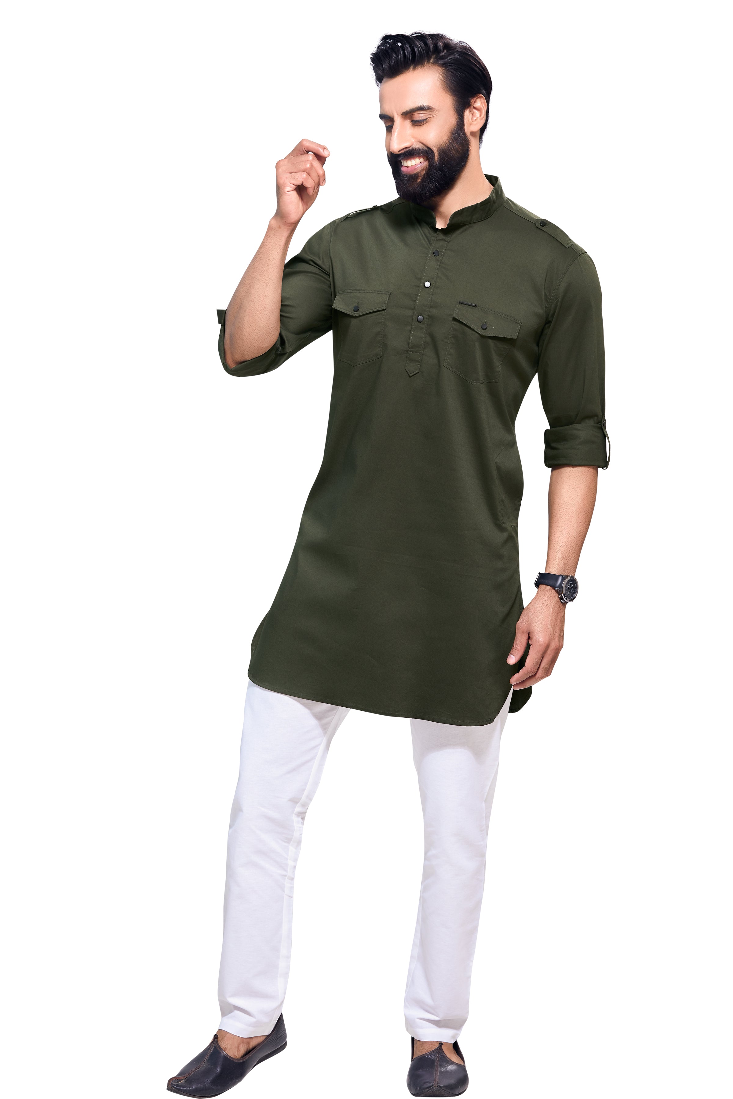 Olive Green Colour Kurta With Bottom(MC-MKUC_GKL-INSTA) – Carron Clothing