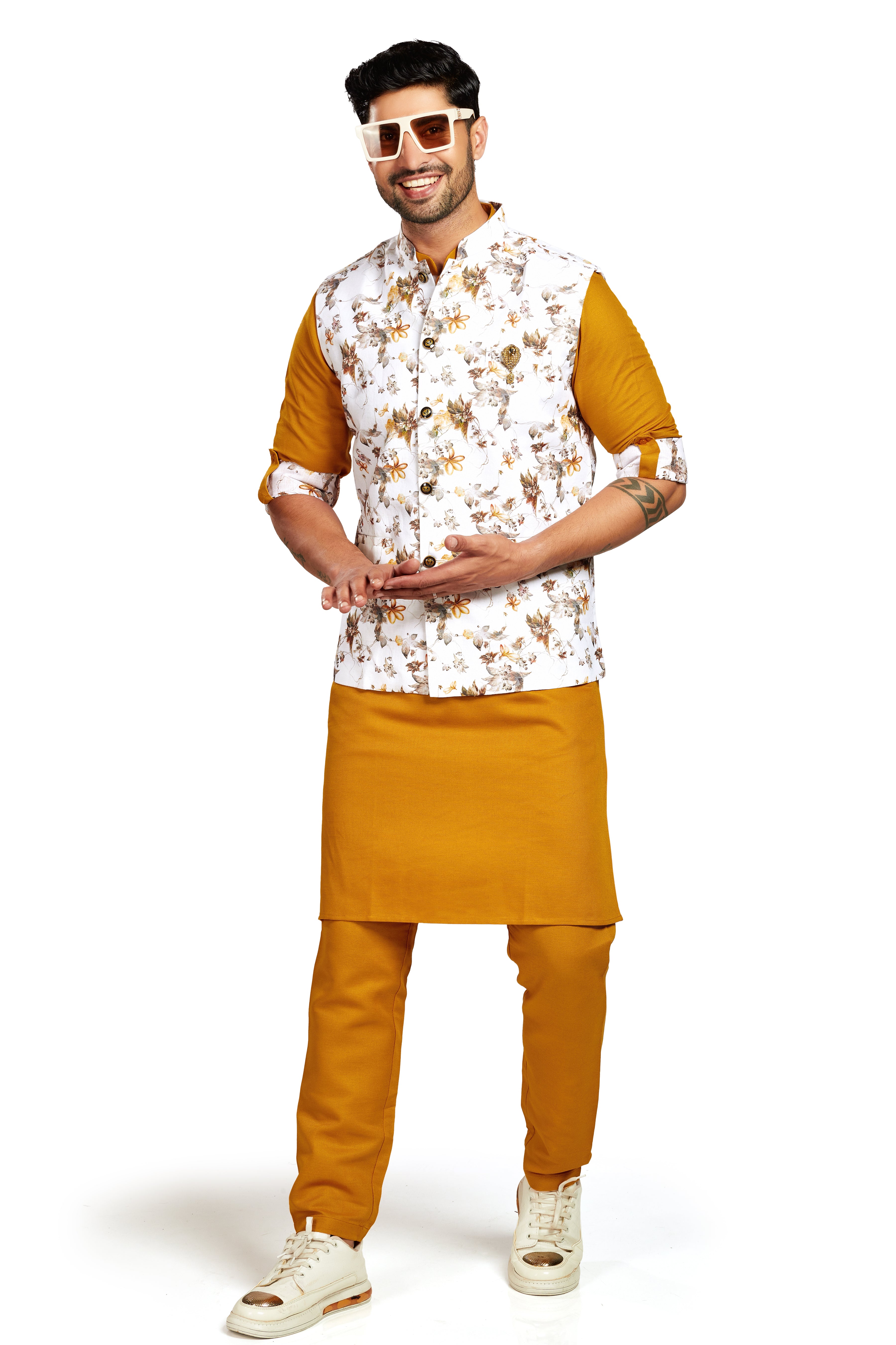 Rust Colour Jacket Kurta Set(MC-MKUS_GKST-BULLET) – Carron Clothing