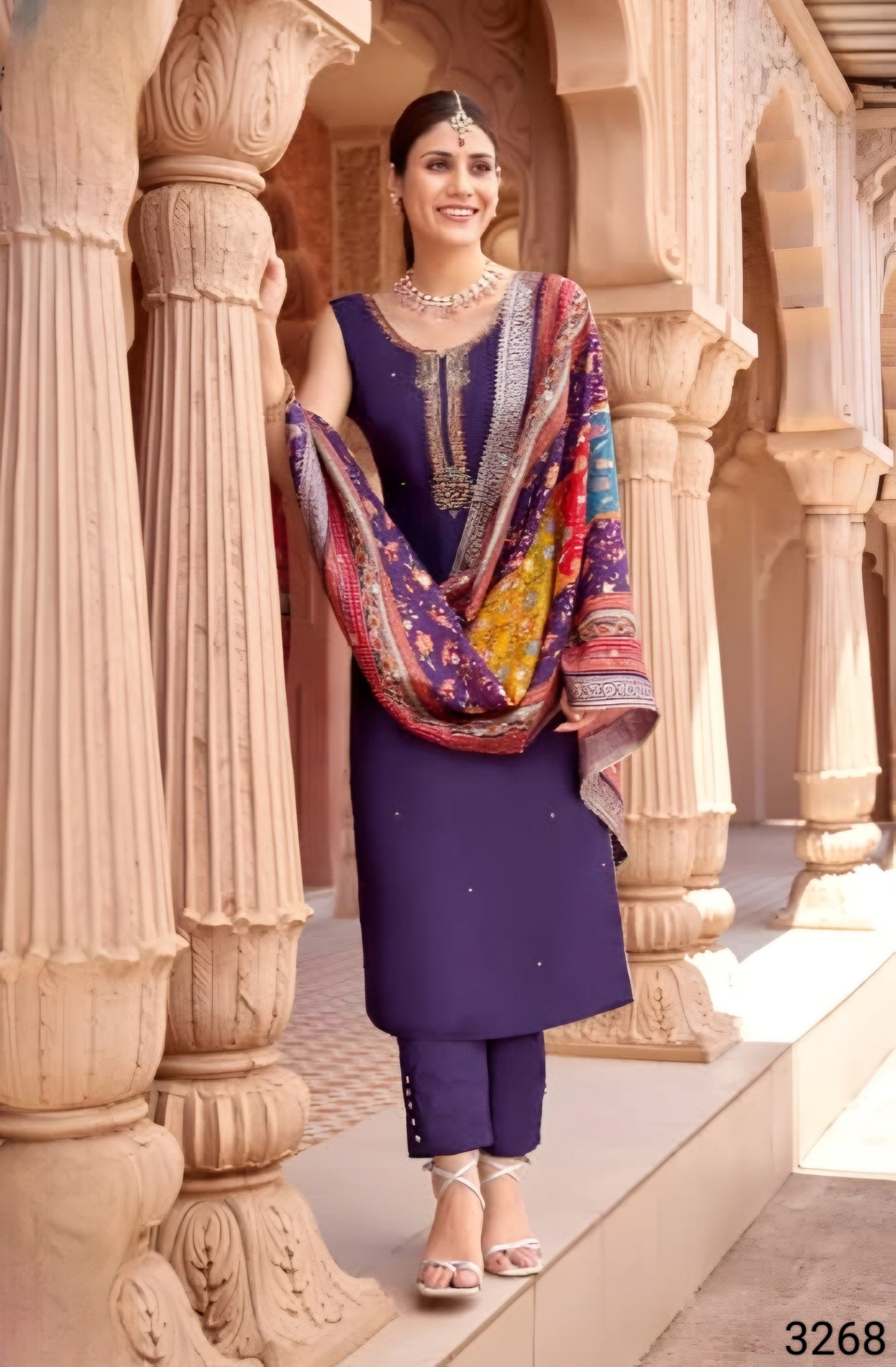 Purple Colour Pant Set(LE-WPNS_3268) – Carron Clothing