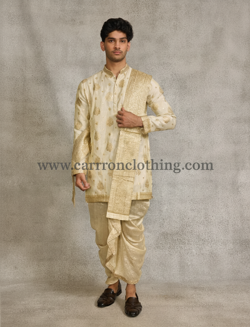 Gold Colour Dhoti Set(ME-MKUS_DHOTI) – Carron Clothing